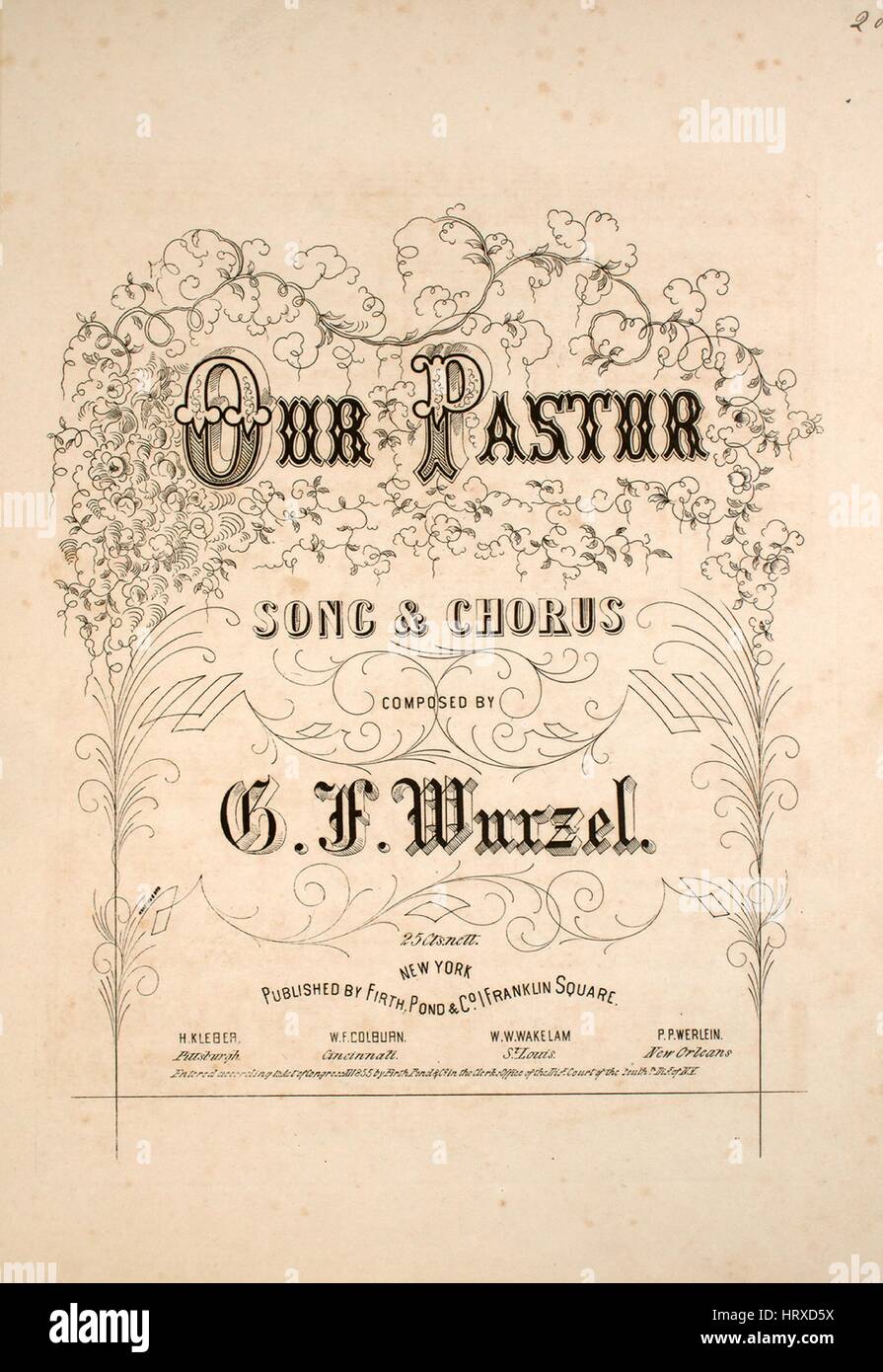Sheet music cover image of the song 'Our Pastor Song and Chorus', with ...
