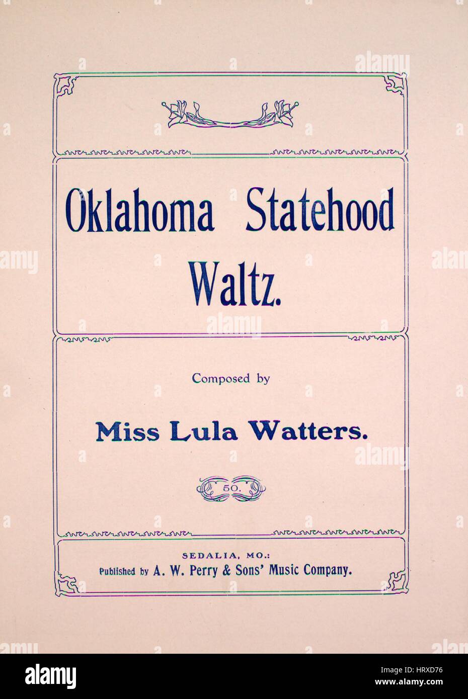 Sheet music cover image of the song 'Oklahoma Statehood Waltz', with ...