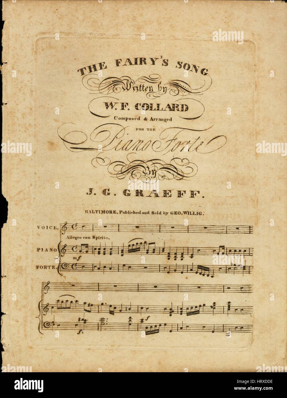 Sheet music cover image of the song 'The Fairy's Song', with original ...