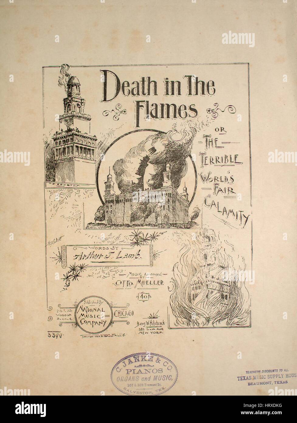 Sheet music cover image of the song 'Death in the Flames, or, The ...