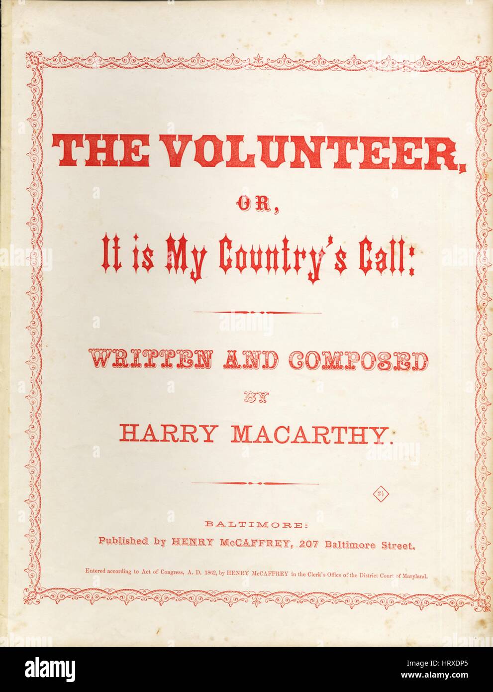 Sheet music cover image of the song 'The Volunteer, or, It is My ...