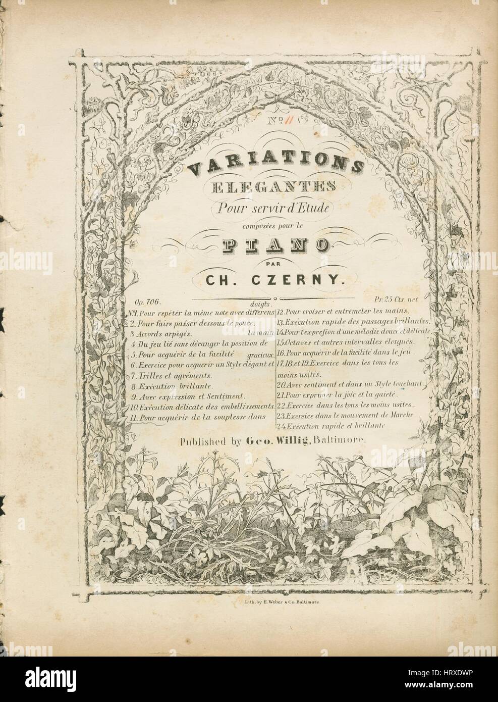 Sheet music cover image of the song 'Variations Elegantes Pour servir d ...