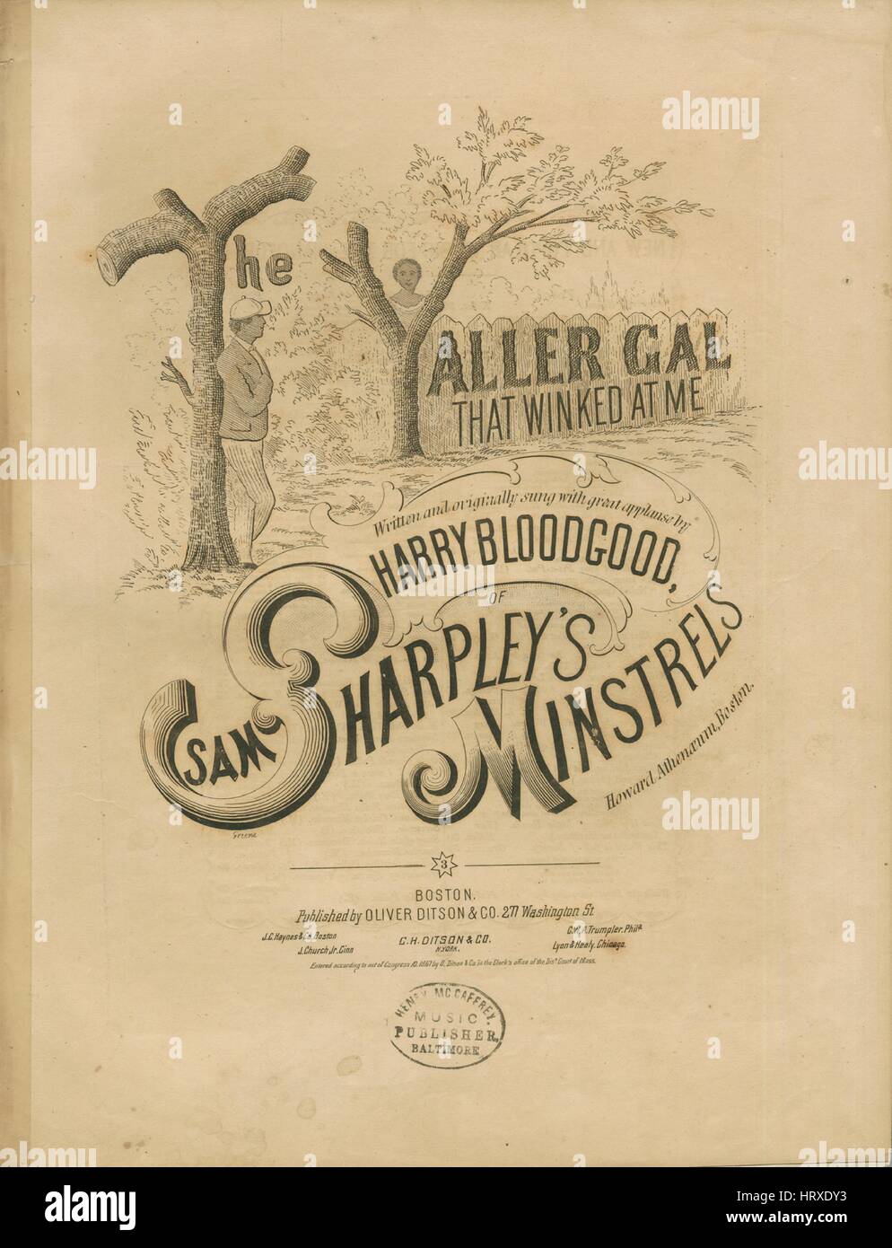 Sheet music cover image of the song 'The Yaller Gal That Winked at Me ...