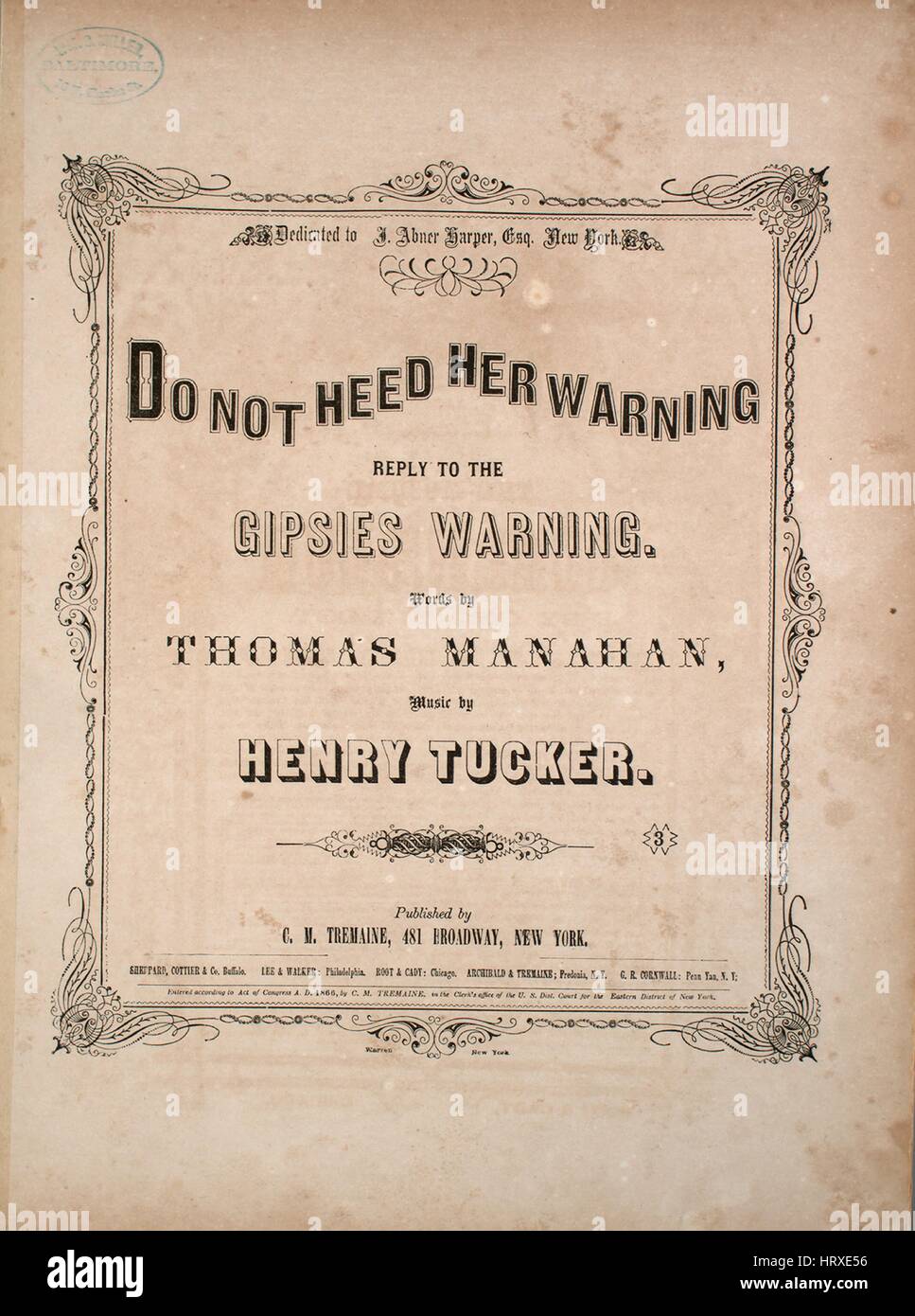 Sheet music cover image of the song 'Do Not Heed Her Warning Reply to ...