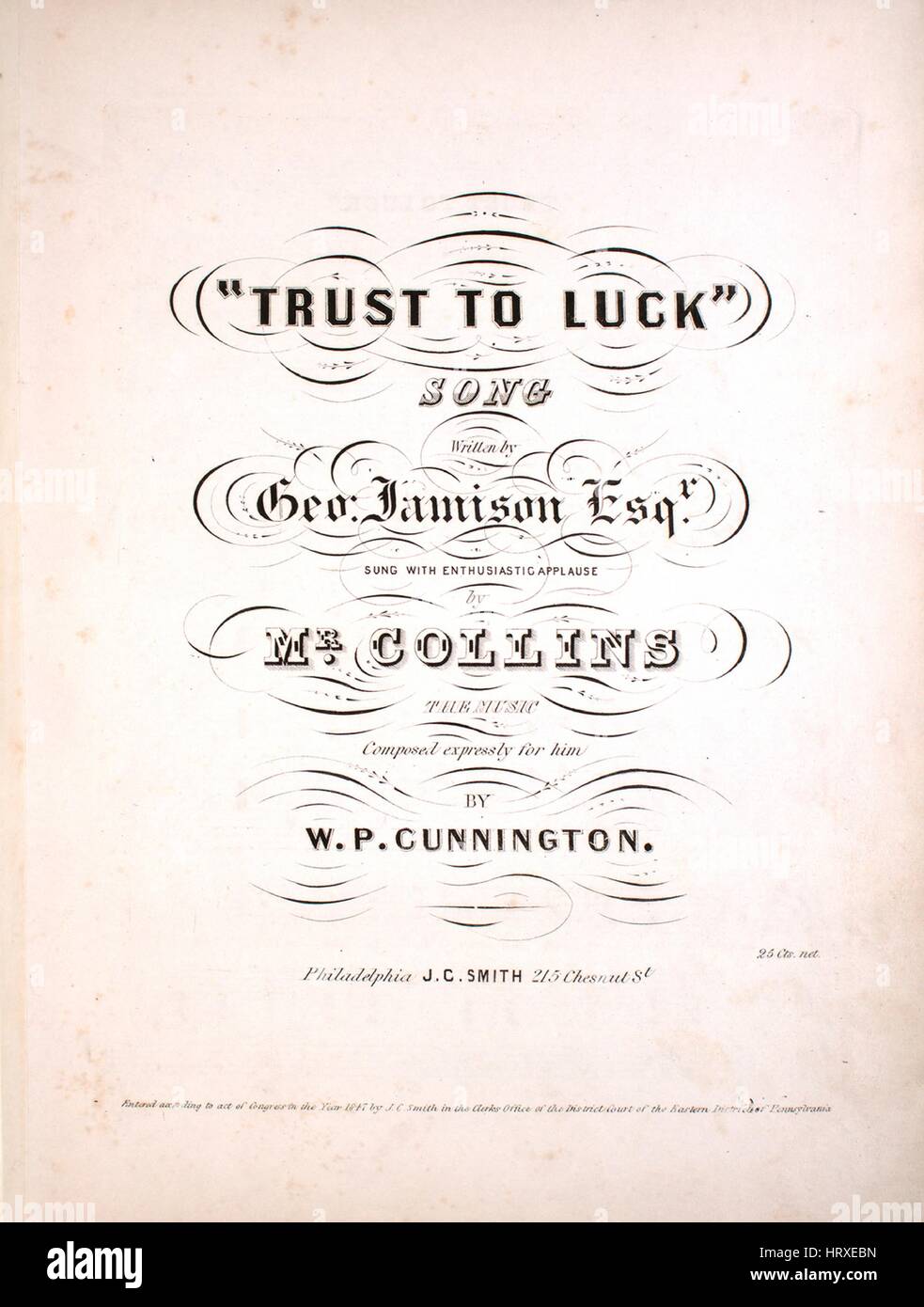 Sheet music cover image of the song 'Trust to Luck Song', with original ...