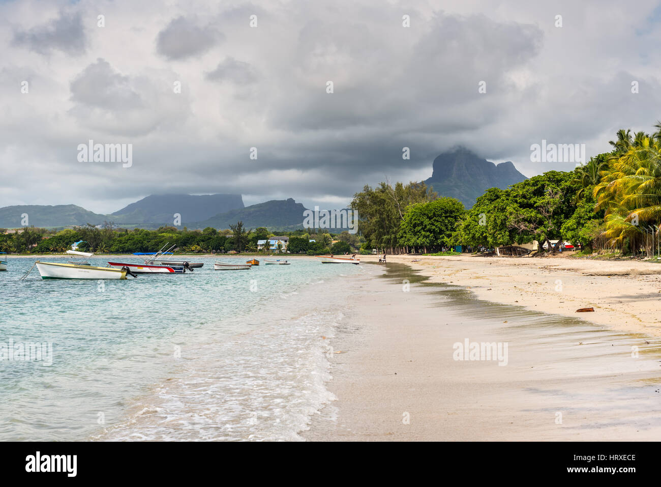 Tamarin, Mauritius - December 8, 2015: Tamarin bay landscape in cloudy ...