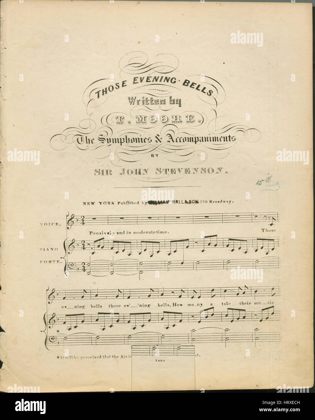 Sheet music cover image of the song 'Those Evening Bells', with ...