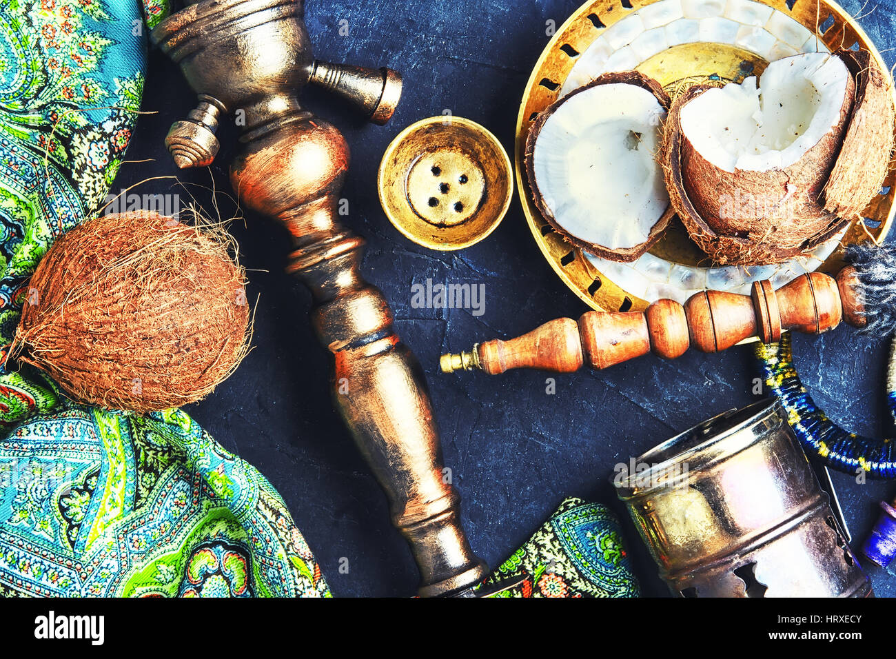 Taste oriental shisha and ripe tropical coconut Stock Photo - Alamy