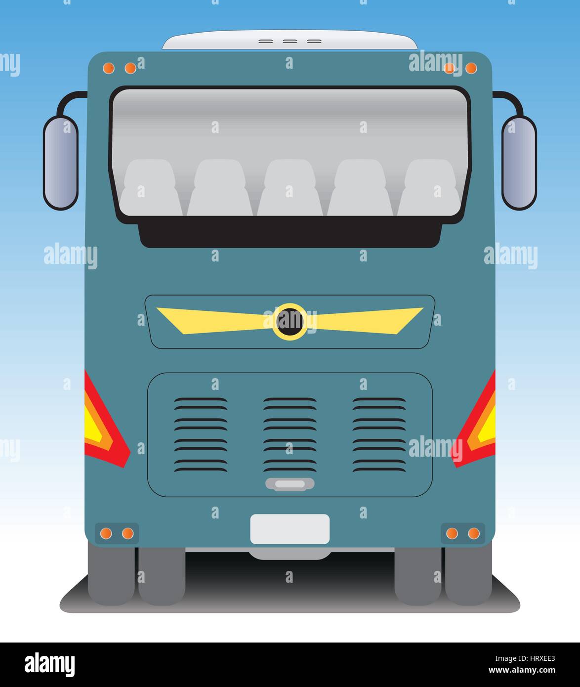 Back view of Tourist bus on blue sky background Stock Vector Image ...