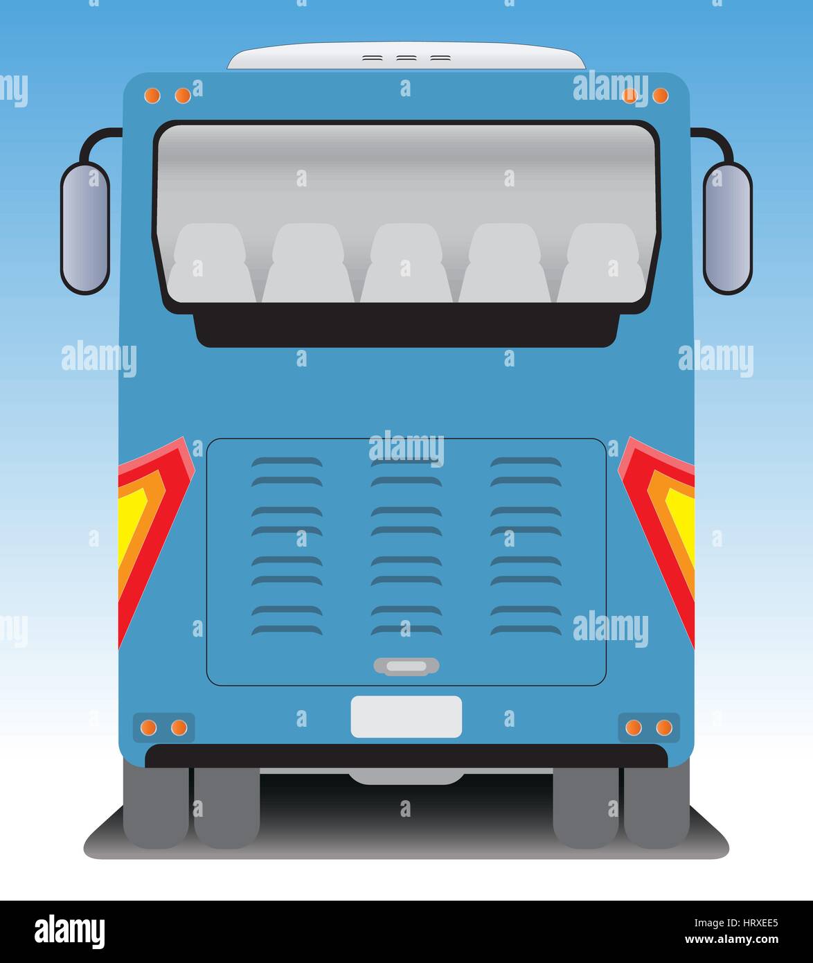 Back view of Tourist bus on blue sky background Stock Vector Image ...