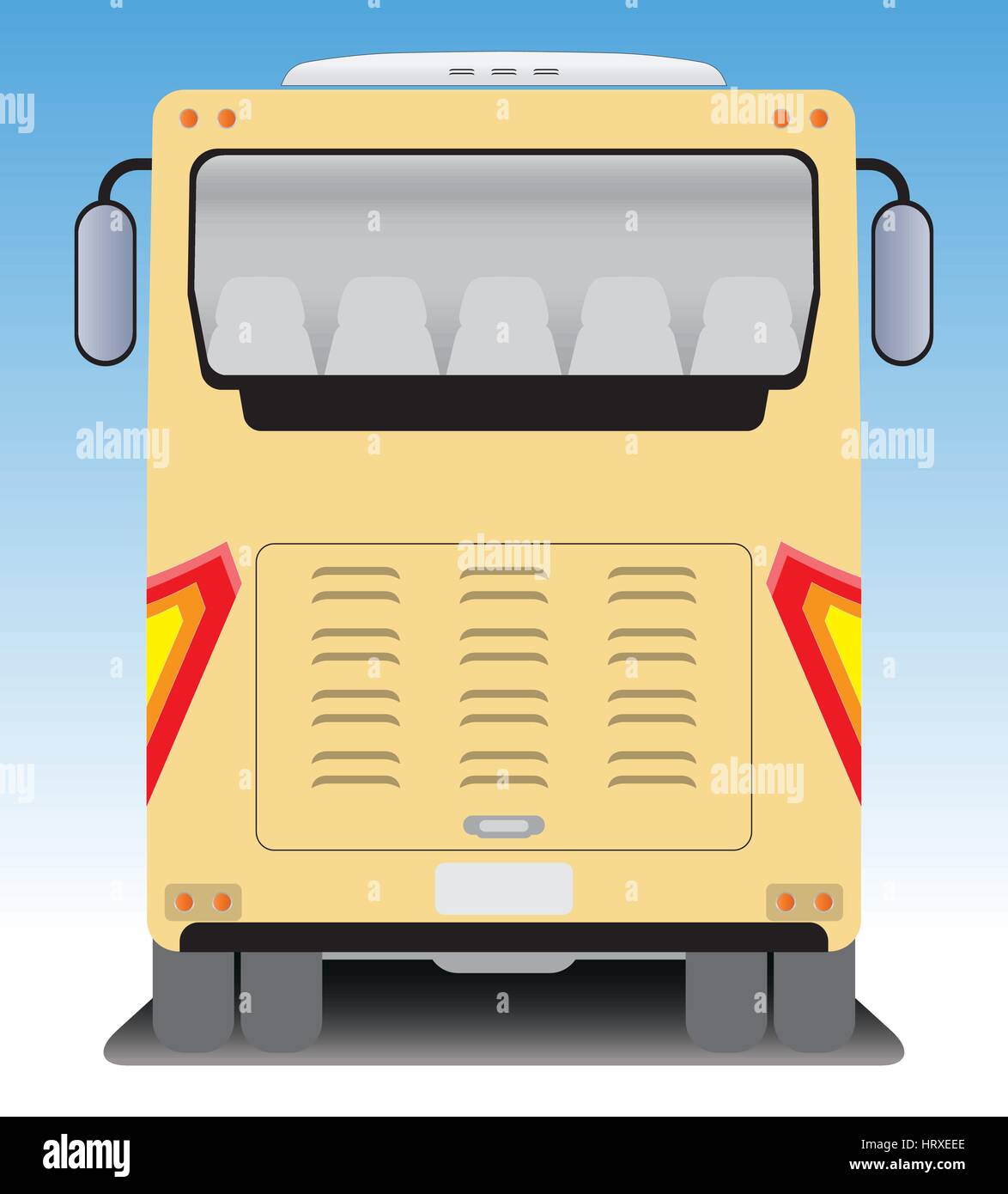 Back view of Tourist bus on blue sky background Stock Vector Image ...