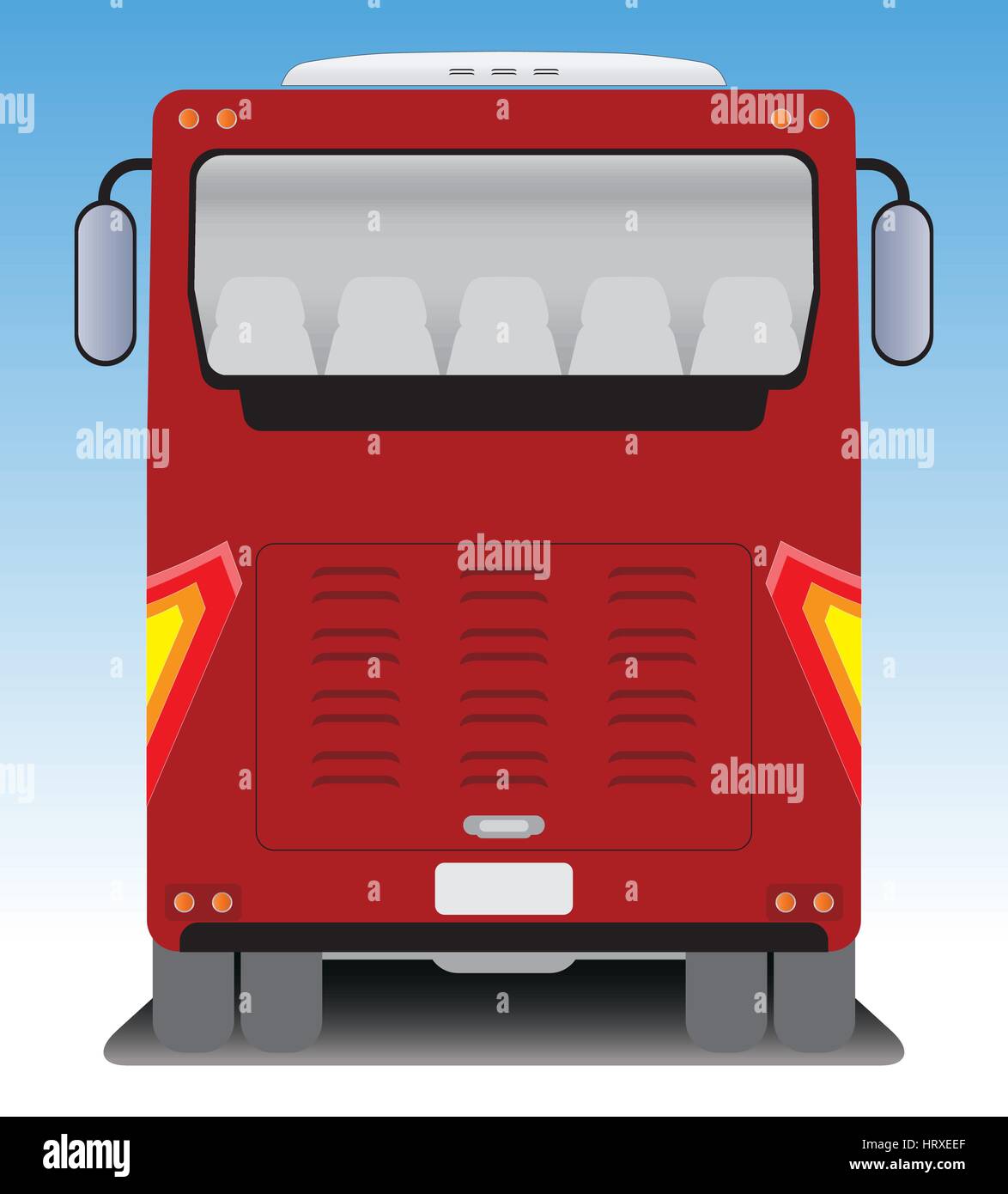 Back view of Tourist bus on blue sky background Stock Vector Image ...