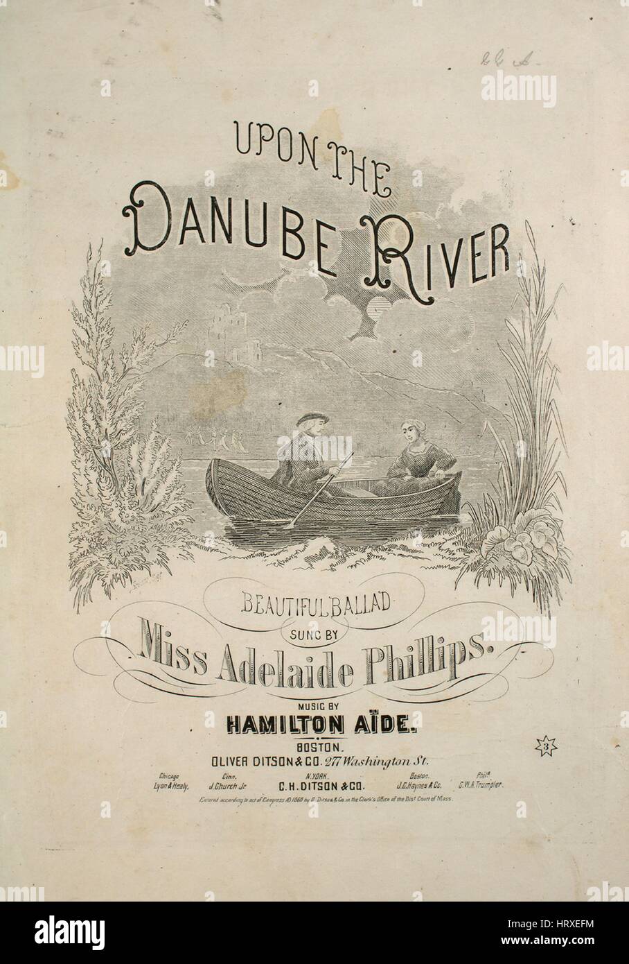 Sheet music cover image of the song 'Upon the Danube River Beautiful ...