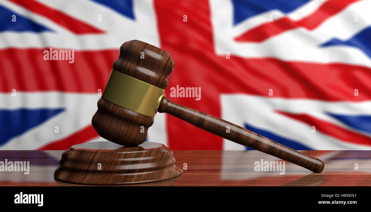 Auction gavel on great Britain flag background. 3d illustration Stock ...