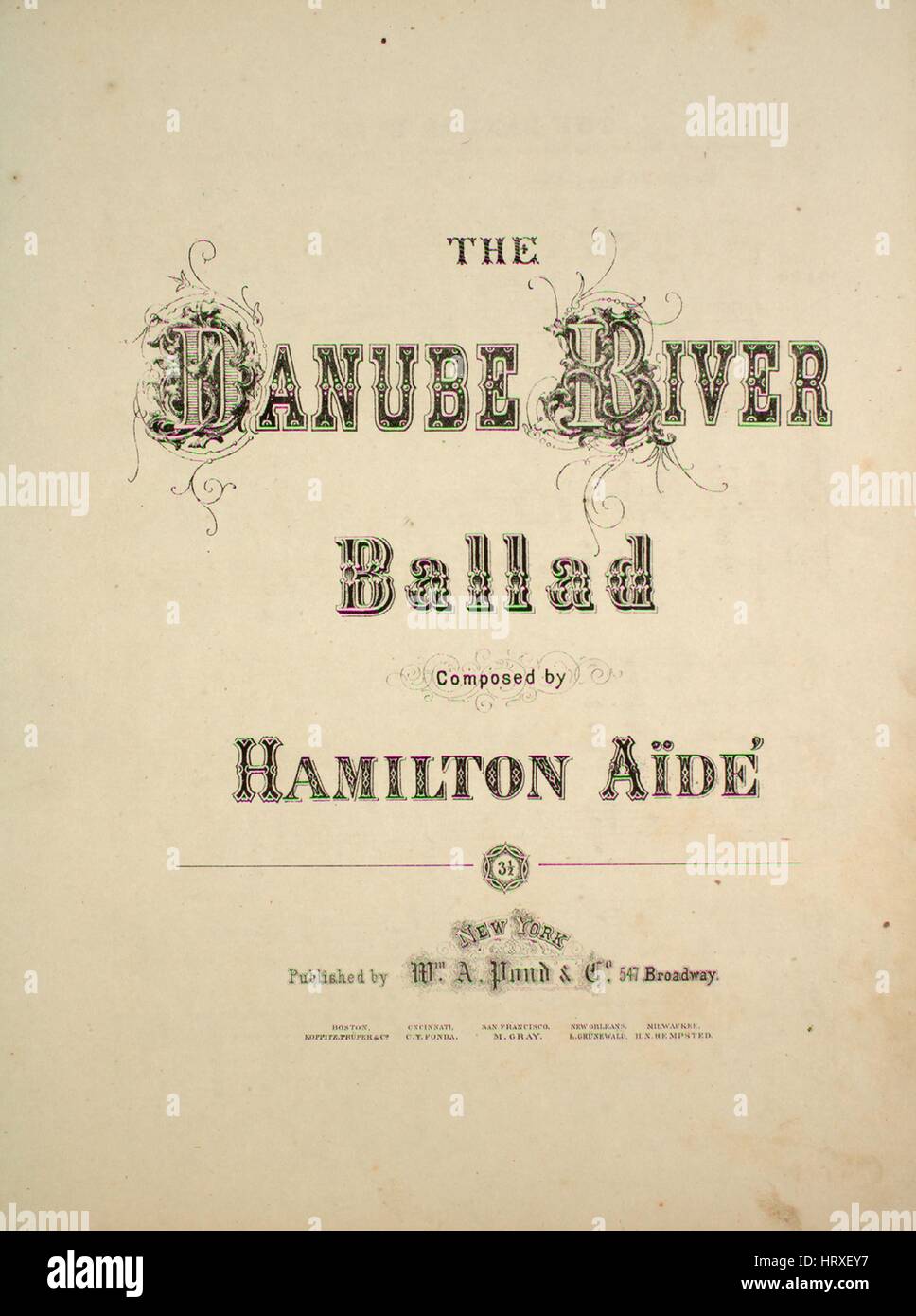 Sheet music cover image of the song 'The Danube River Ballad', with ...