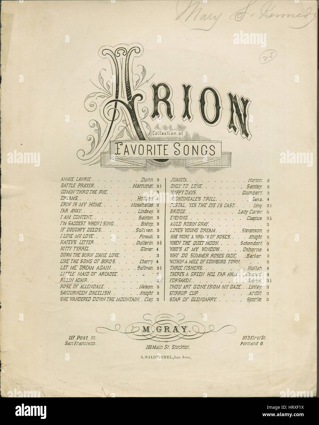 Sheet music cover image of the song 'Arion Collection of Favorite Songs ...