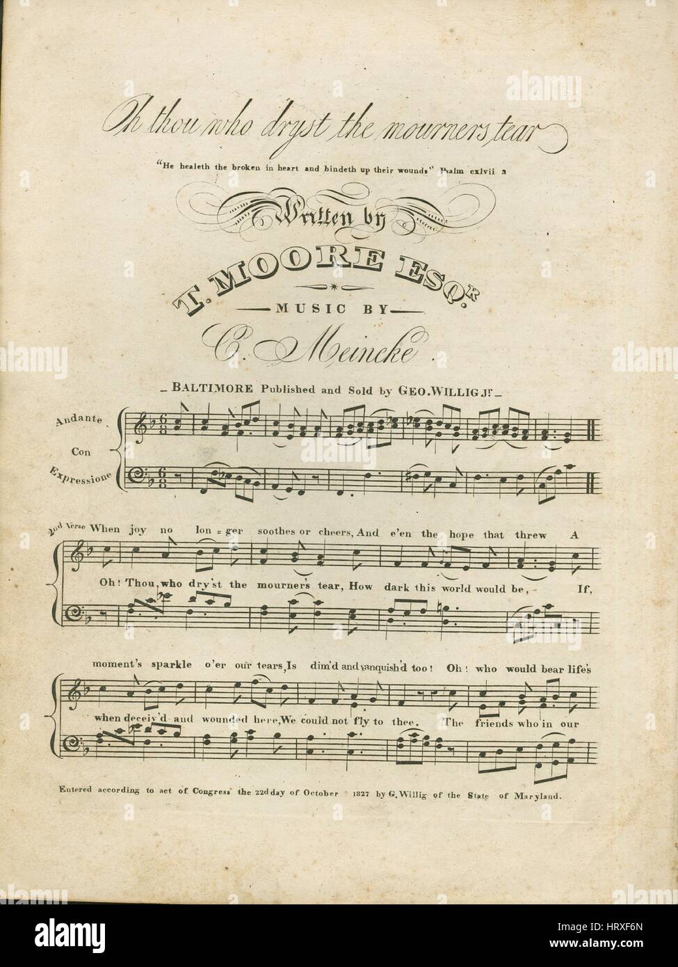 Sheet music cover image of the song 'Oh thou who dryst the mourners ...