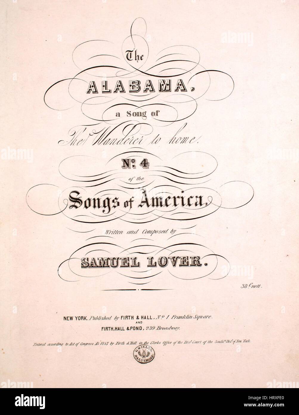 Sheet music cover image of the song 'The Alabama A Song of The Wanderer ...