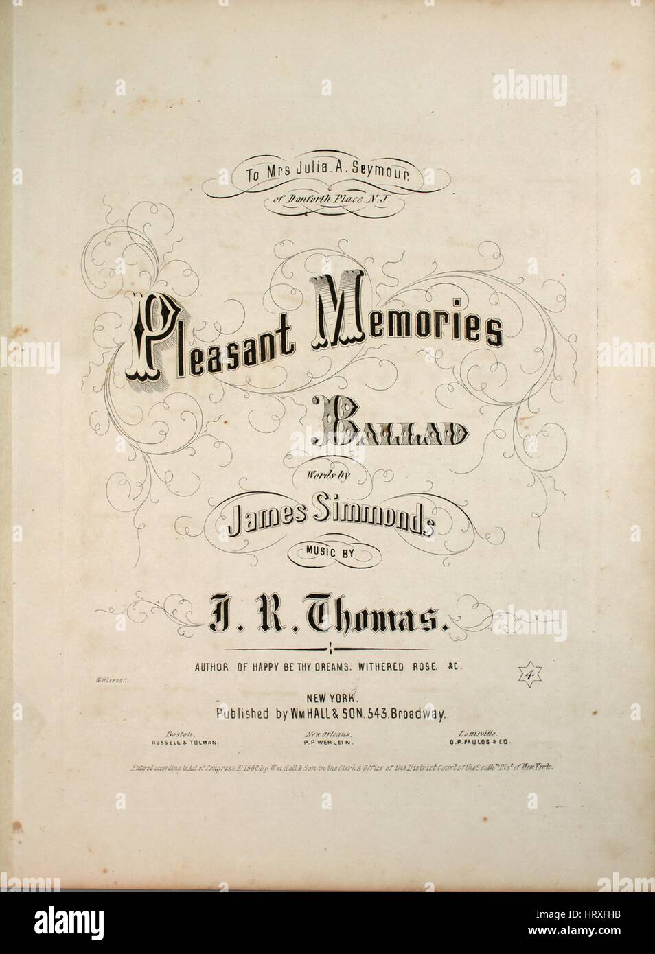 Sheet music cover image of the song 'Pleasant Memories Ballad', with ...