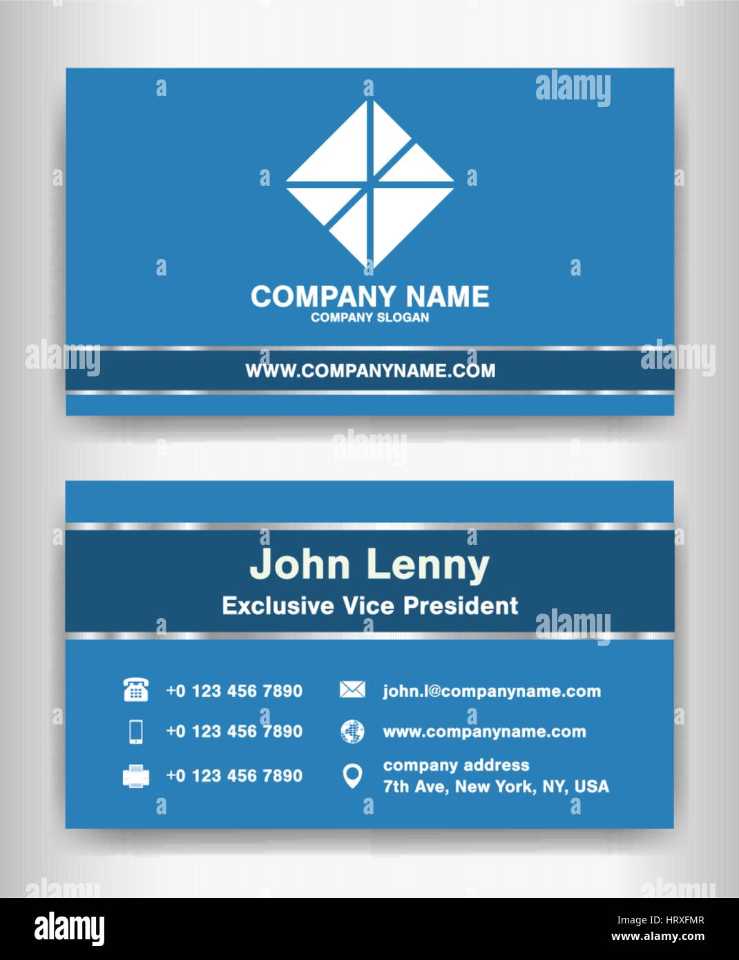simple blue theme business name card template vector Stock Vector Image ...