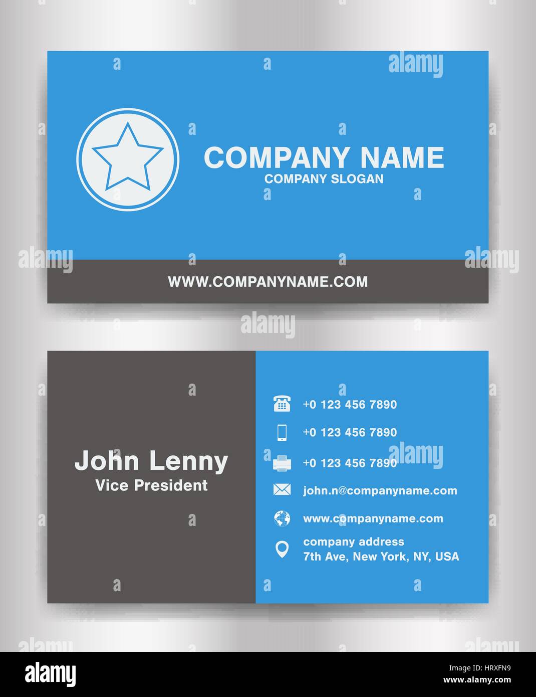 simple blue and black theme business name card template vector Stock ...