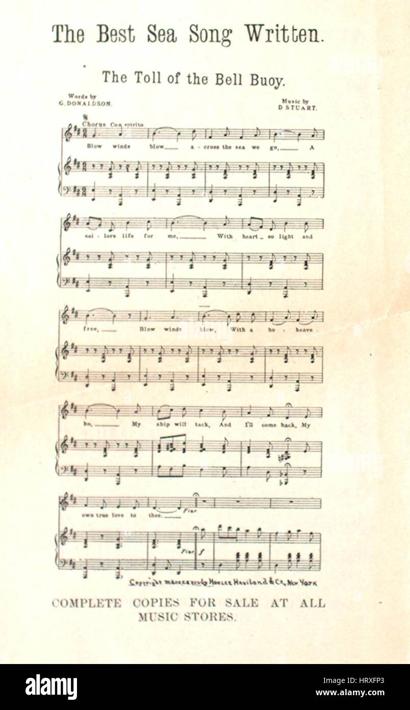 Sheet music cover image of the song 'Song Sheet (1) The Best Sea Song ...