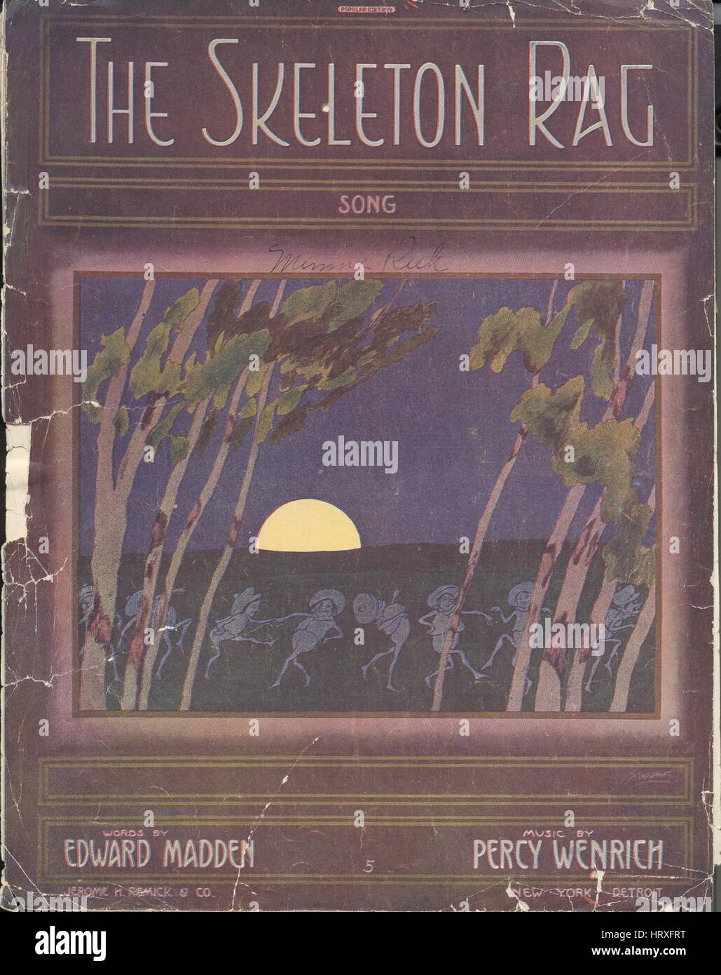 Sheet music cover image of the song 'The Skeleton Rag Song', with ...