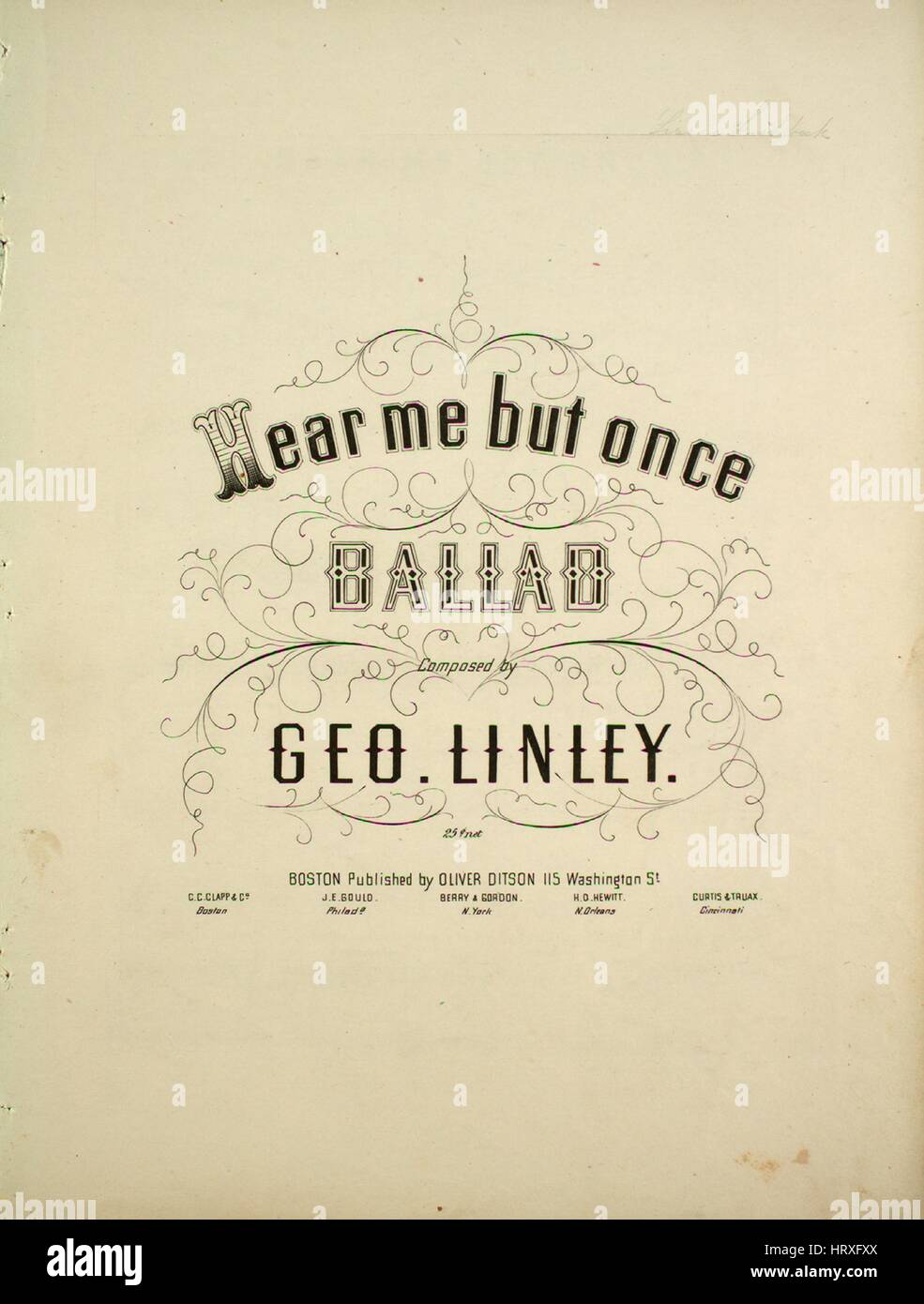 Sheet music cover image of the song 'Hear Me But Once Ballad', with ...