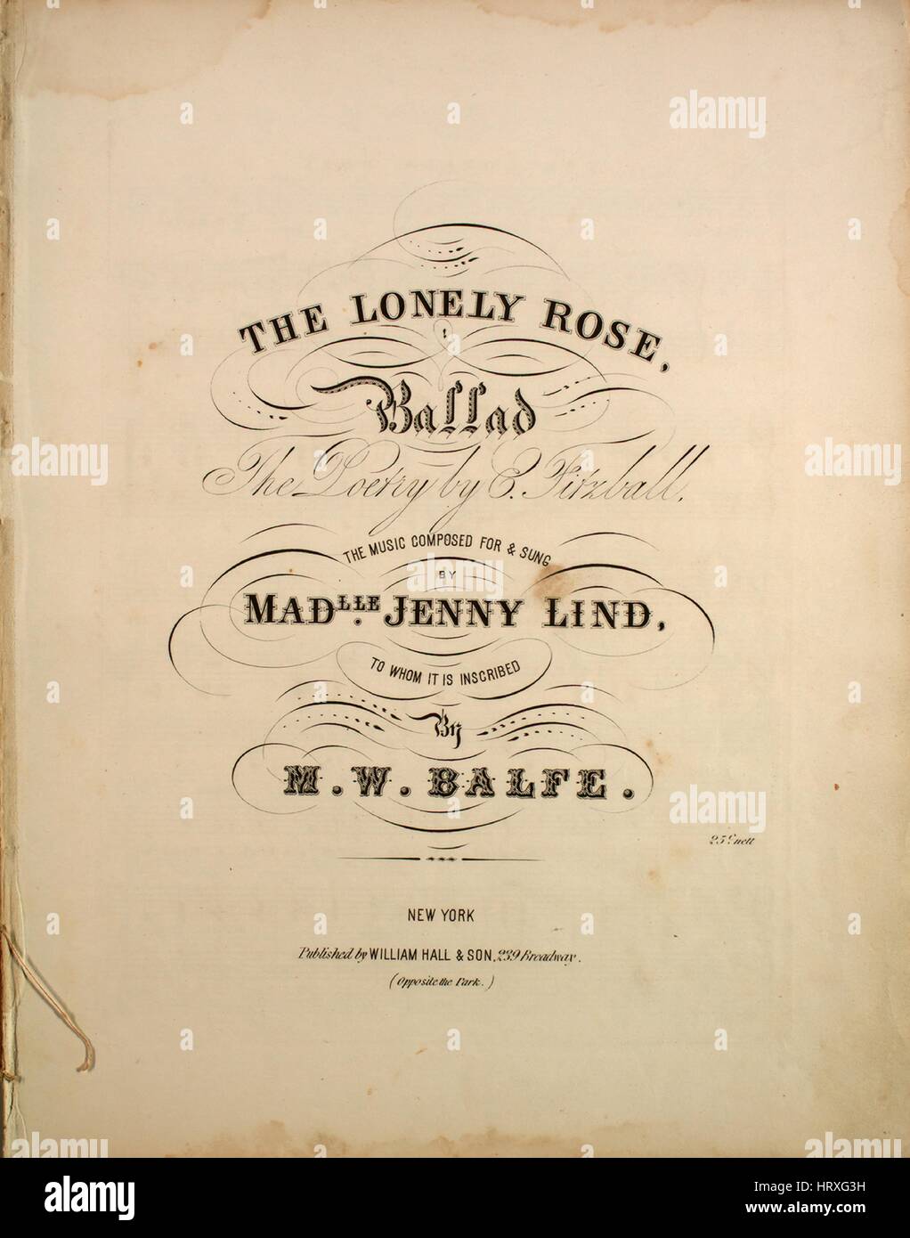 Sheet music cover image of the song 'The Lonely Rose Ballad', with ...