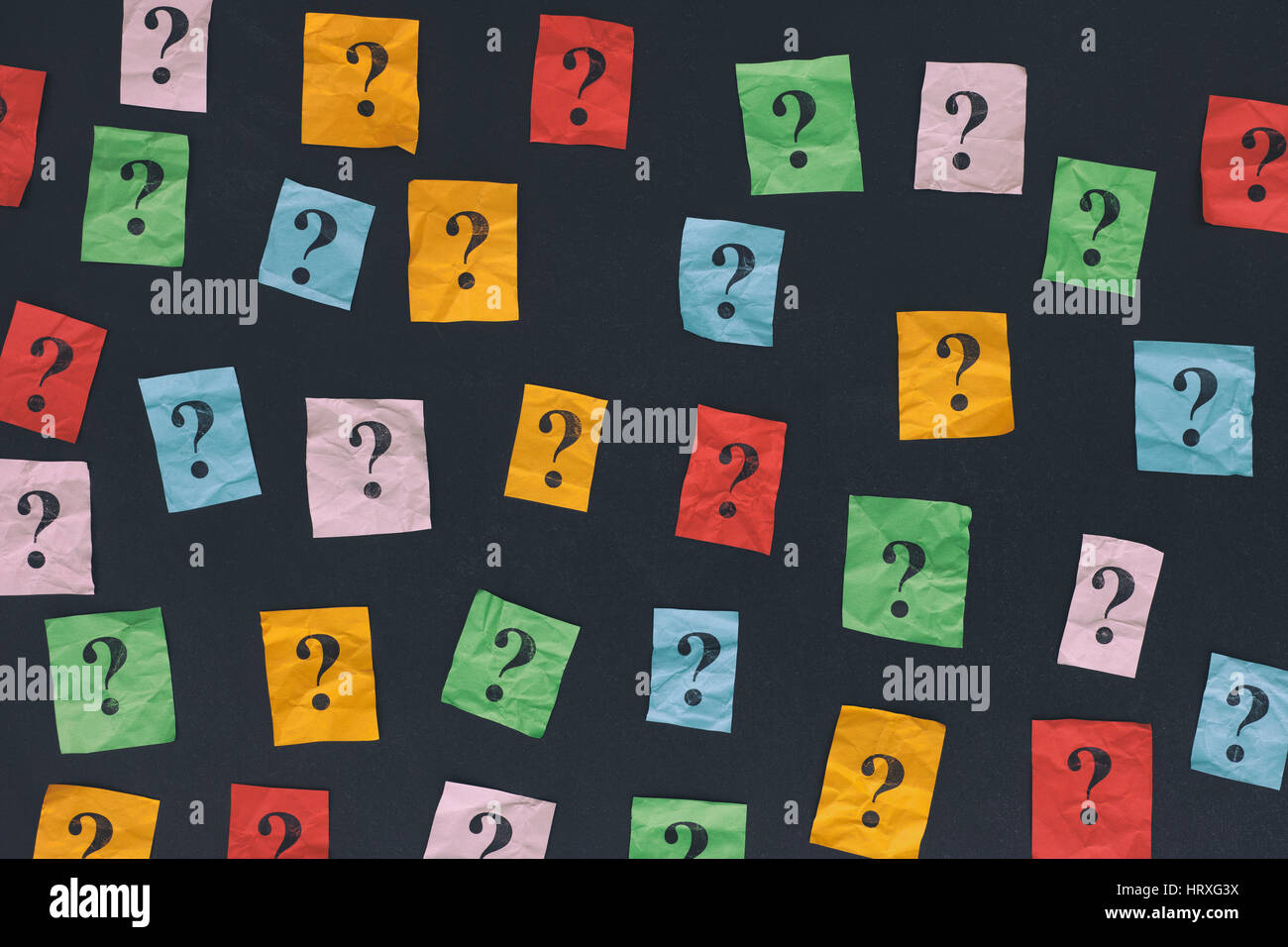 Too Many Questions. Pile of colorful paper notes with question marks on ...