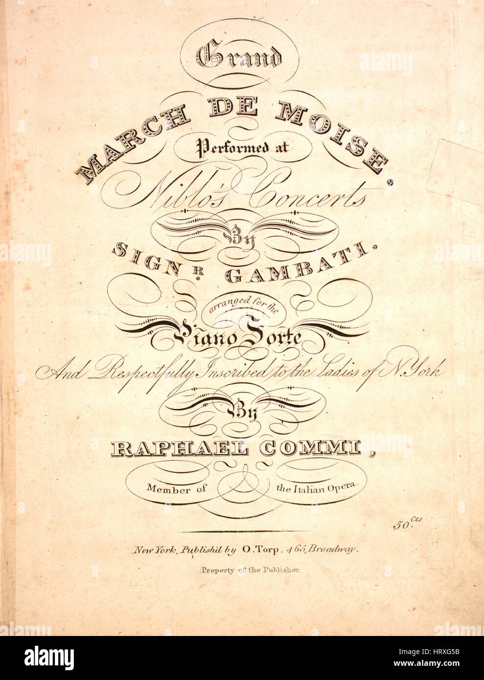 Sheet music cover image of the song 'Grand March De Moise', with ...