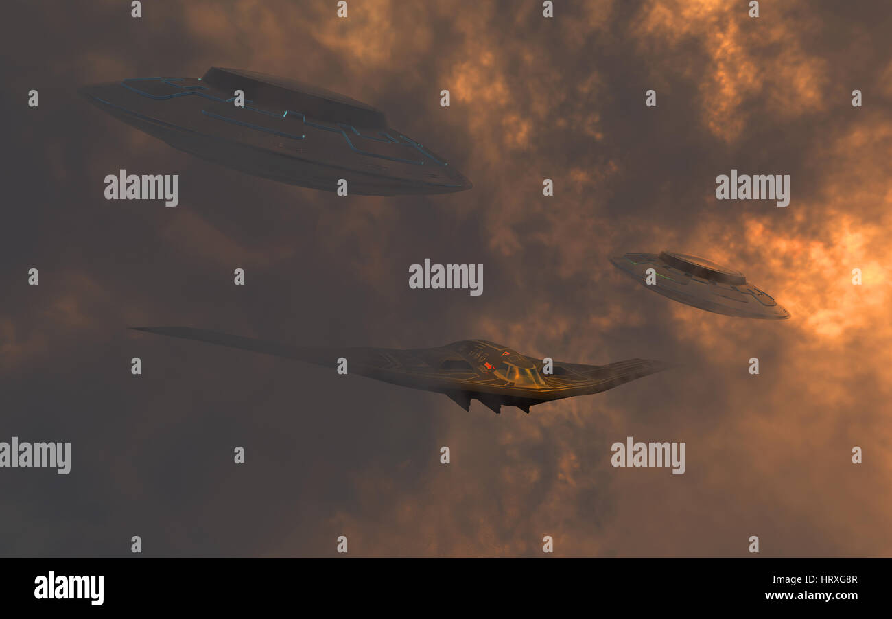 A B-2 Spirit Stealth Bomber , Begin Escorted Through Heavy Cloud ...