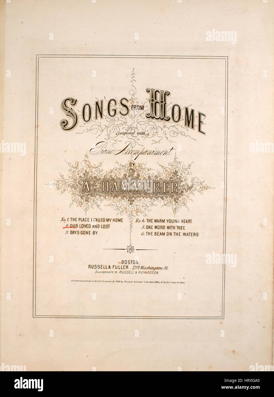 Sheet music cover image of the song 'Songs From Home No 2 Our Loved and ...