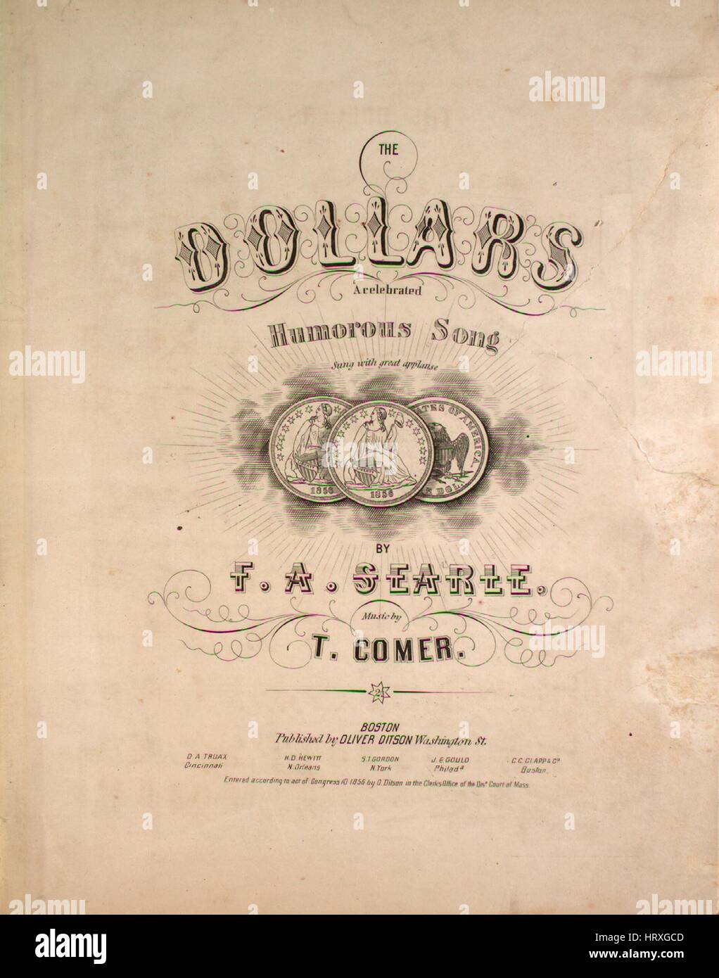 Sheet music cover image of the song 'The Dollars A Celebrated Humorous ...