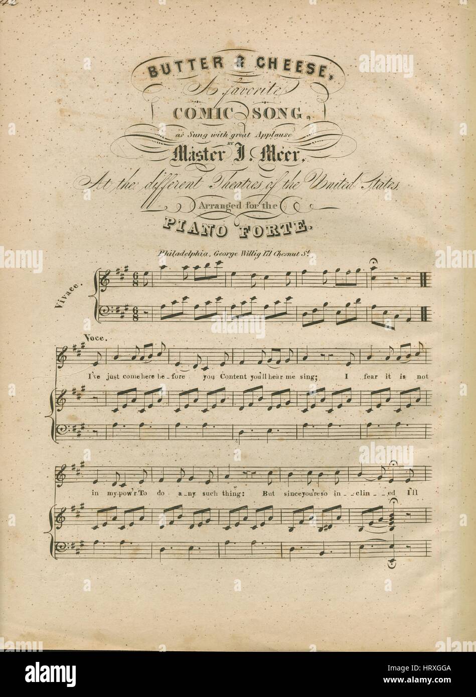 Sheet music cover image of the song 'Butter and Cheese A Favorite Comic ...