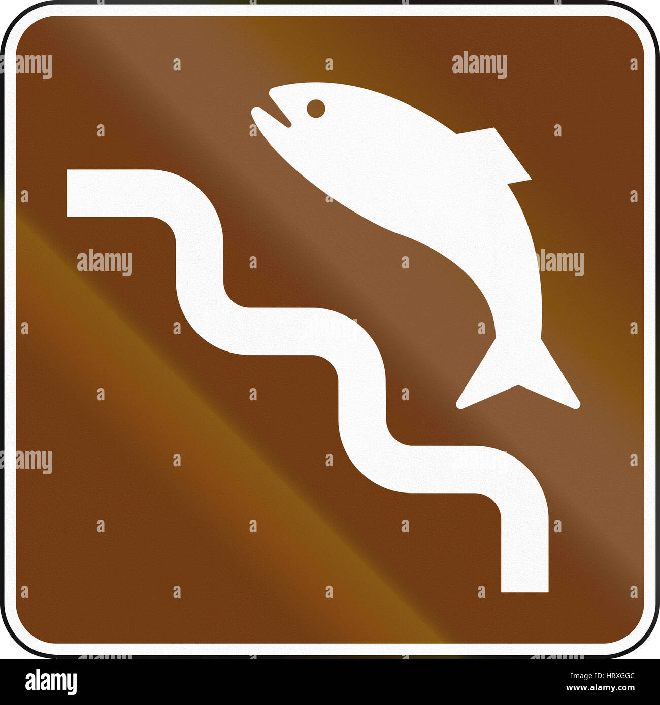 United States MUTCD guide road sign - Spawning run of salmon Stock ...