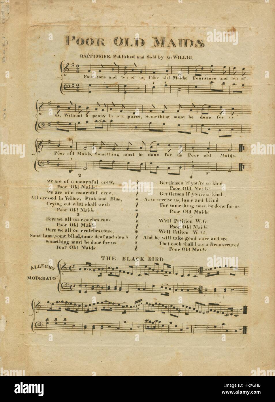 Sheet music cover image of the song '(1) Poor Old Maids (2) The Black ...
