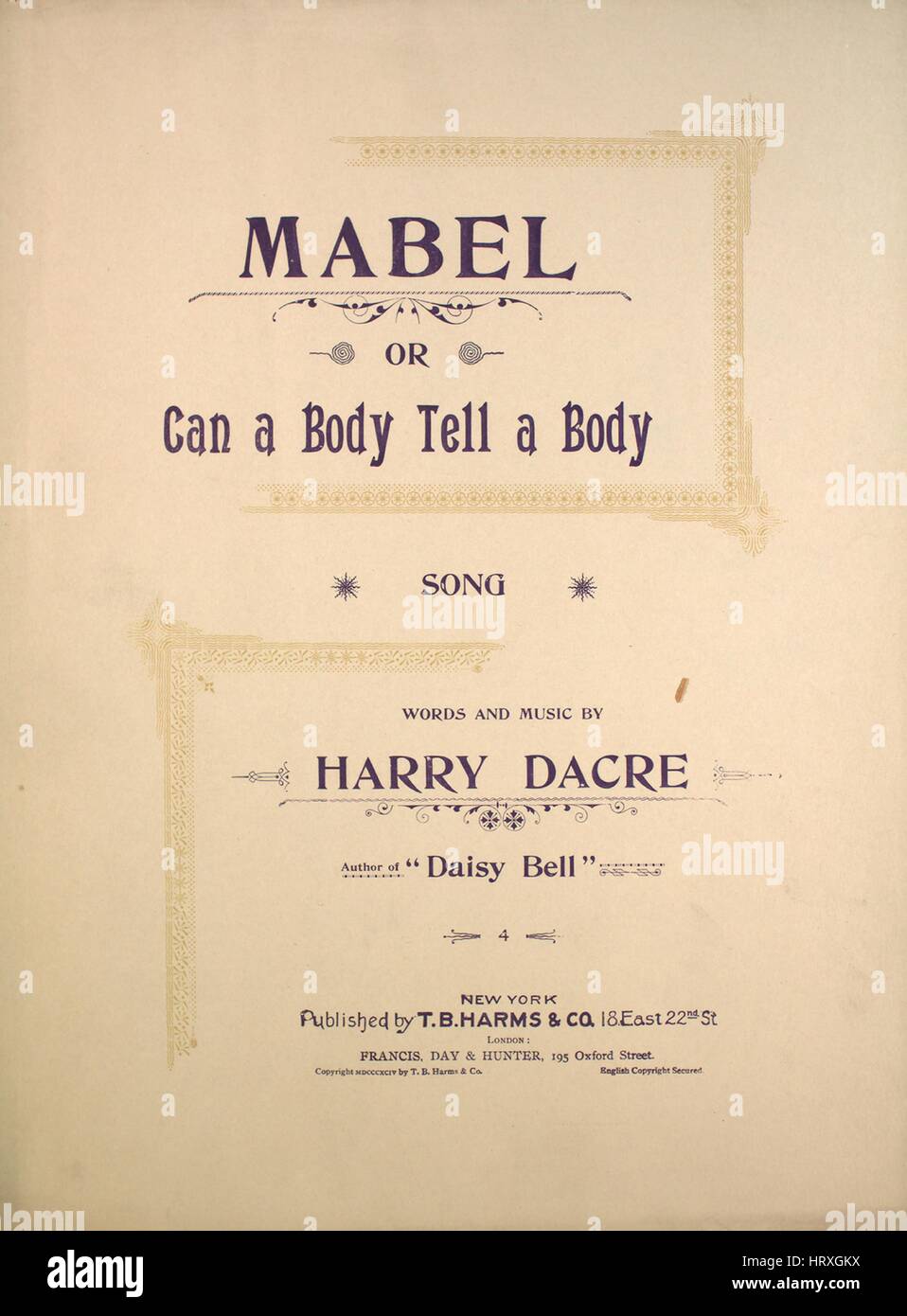 Sheet music cover image of the song 'Mabel, or, Can a Body Tell a Body ...