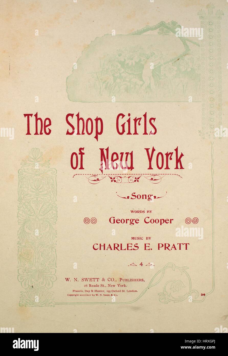 Sheet music cover image of the song 'The Shop Girls of New York Song ...