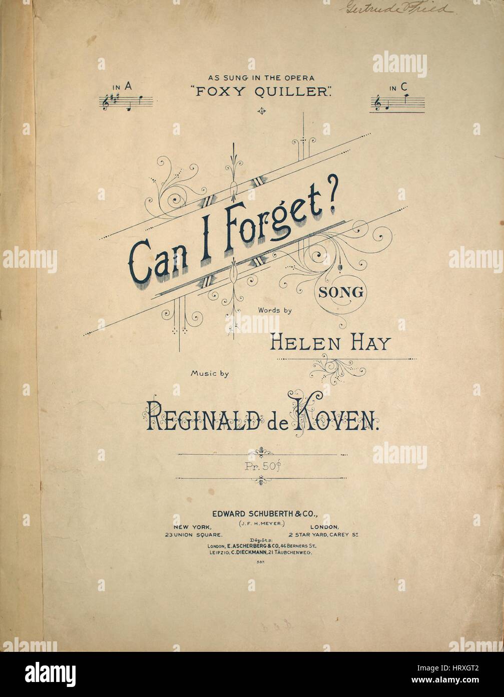 Sheet music cover image of the song 'Can I Forget? Song', with original ...