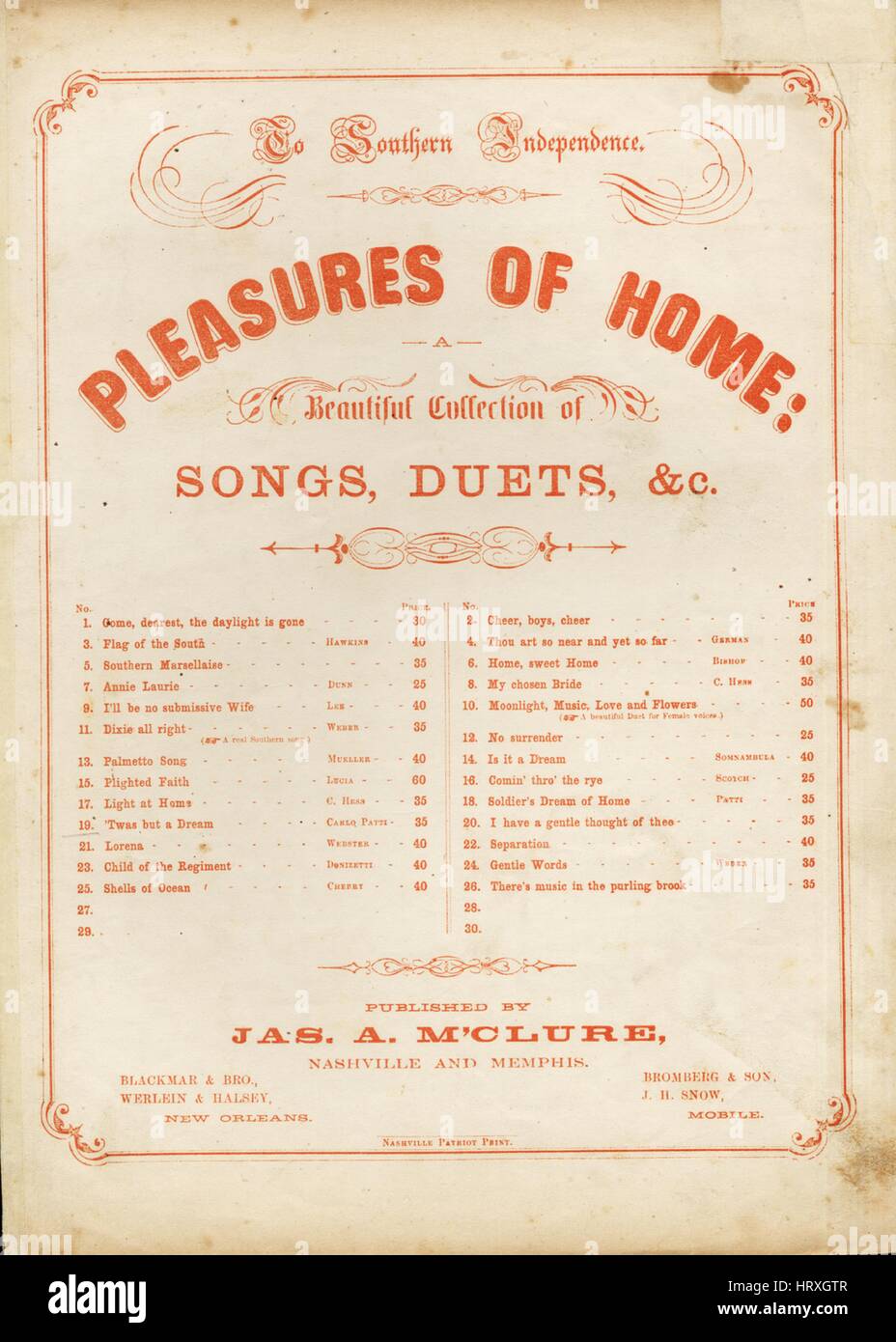 Sheet music cover image of the song 'Pleasures of Home A Beautiful ...
