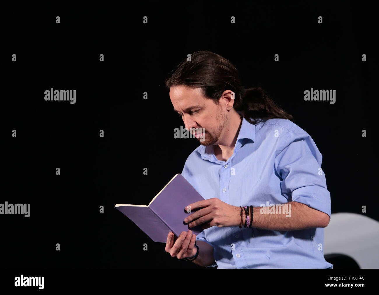 Pablo Iglesias co founder leader of Podemos political party in Spain ...