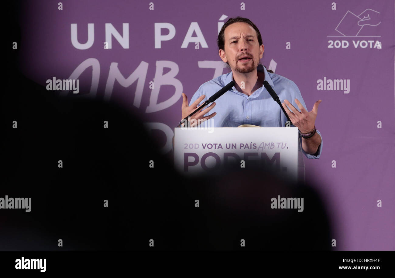 Pablo Iglesias co founder leader of Podemos political party in Spain ...