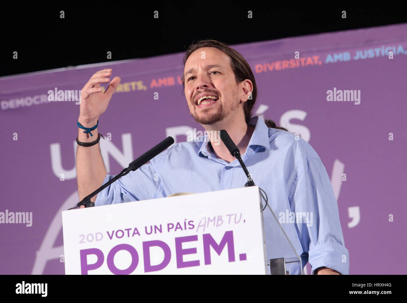 Pablo Iglesias co founder leader of Podemos political party in Spain ...