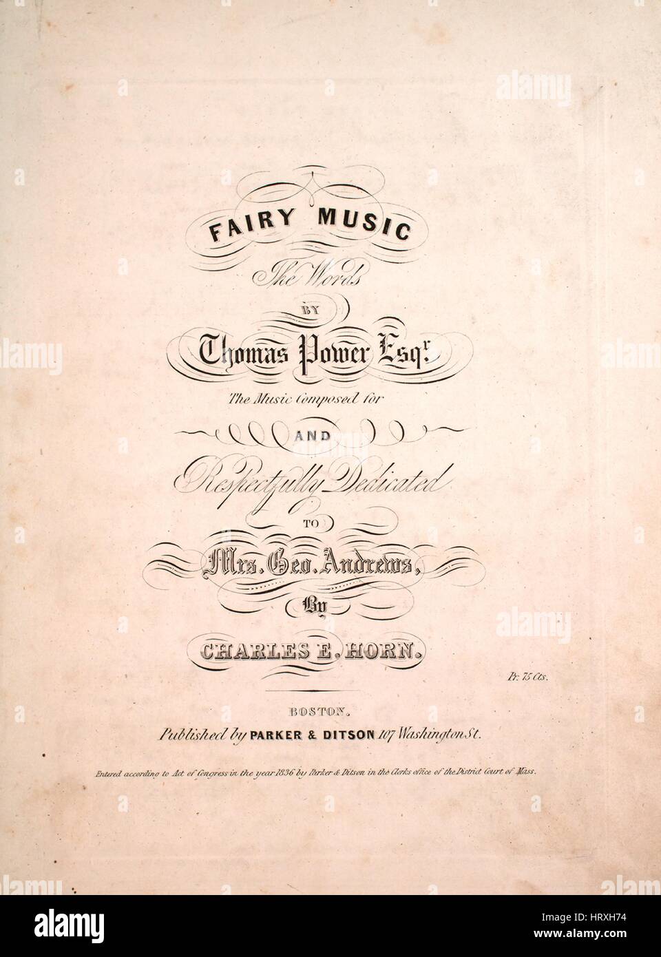 Sheet music cover image of the song 'Fairy Music', with original ...