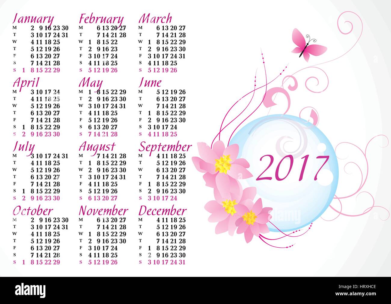 Beautiful flowers for calender Stock Vector Images - Alamy