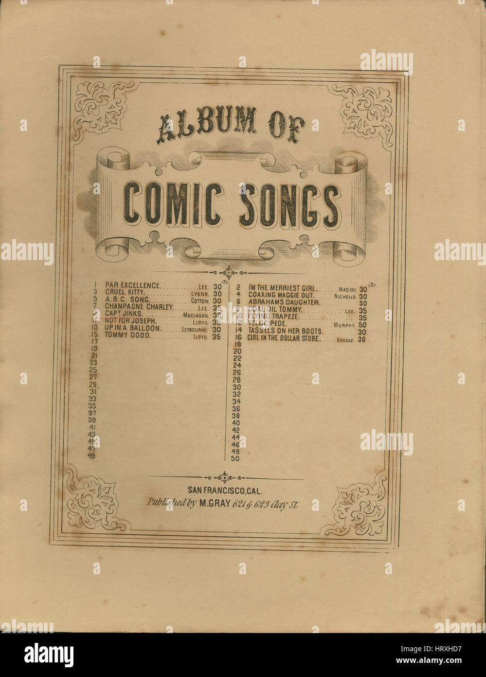 Sheet music cover image of the song 'Album Comic Songs Captain Jinks ...