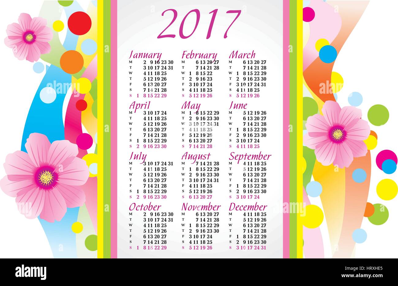 Beautiful flowers for calender Stock Vector Images - Alamy