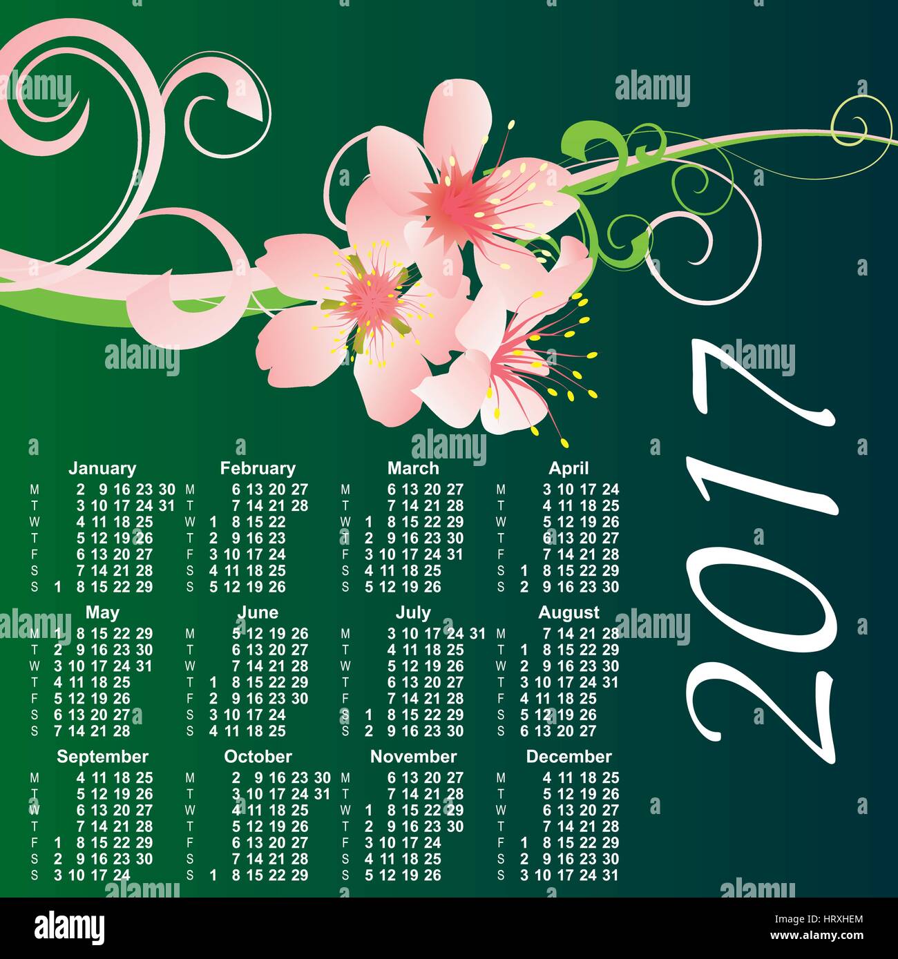 Beautiful flower for calender Stock Vector Images - Alamy