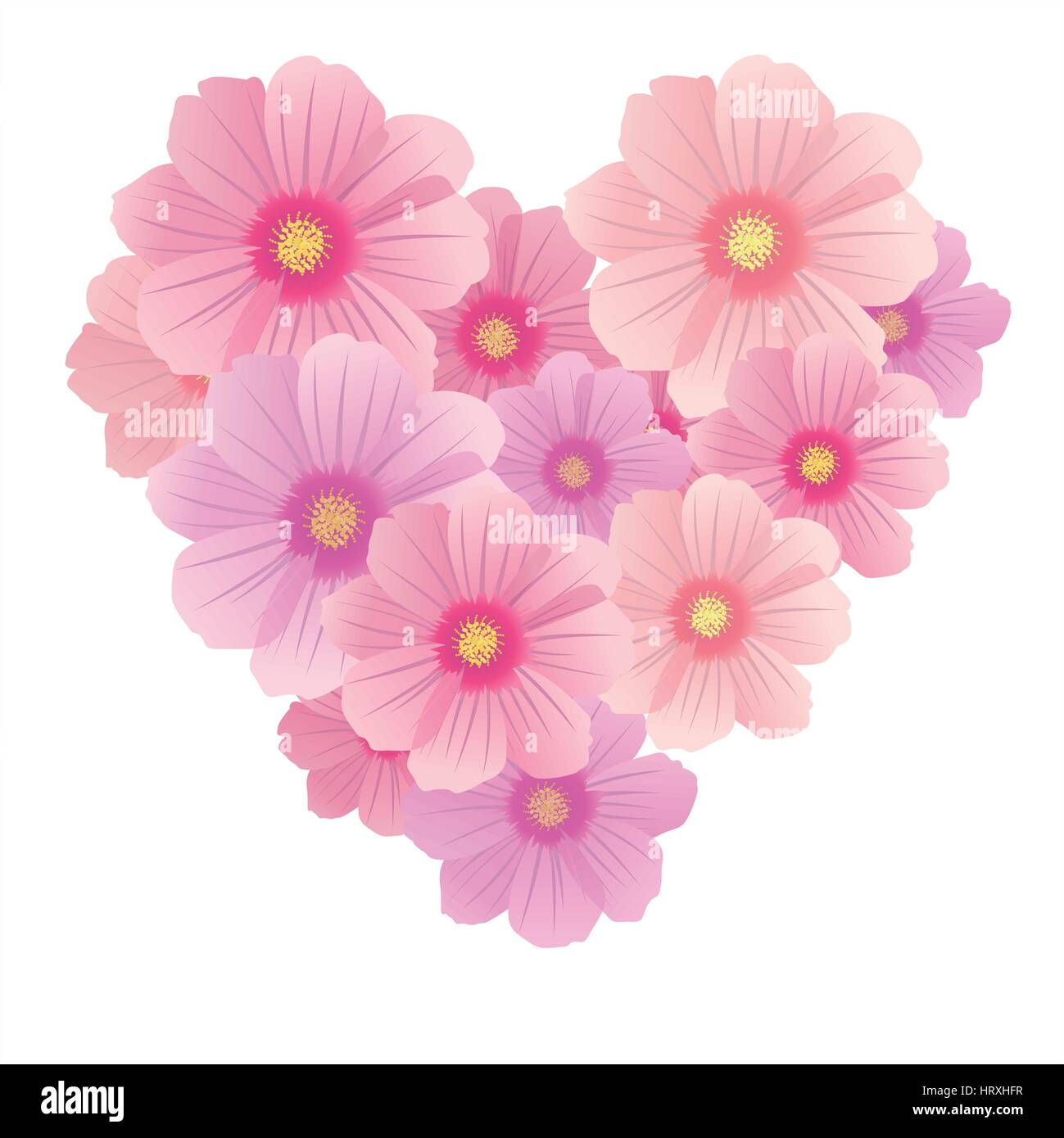Vector spring background with gentle heart from flowers and petals ...